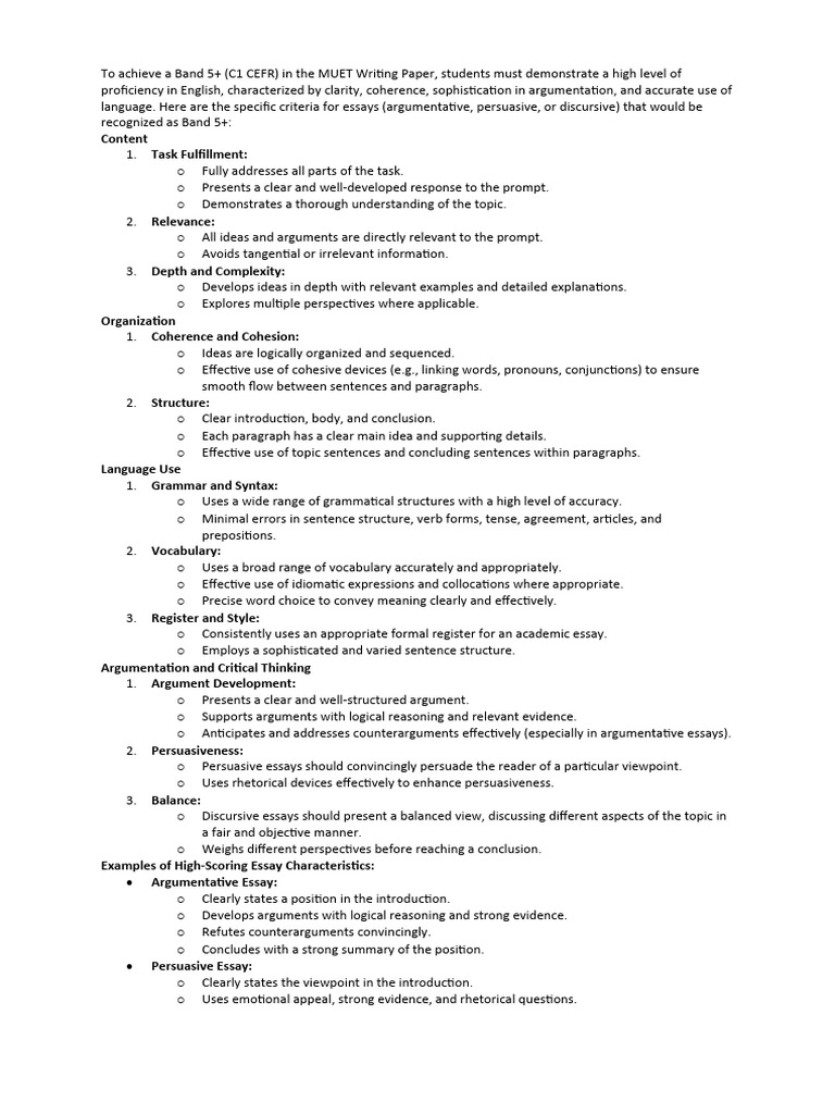 MUET: How To Achieve Band 5 For Writing Paper | PDF | Essays | Social Media