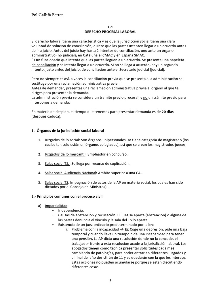 B. Procesal-Laboral Final Pol | PDF | Demanda judicial | Sentencia (ley)