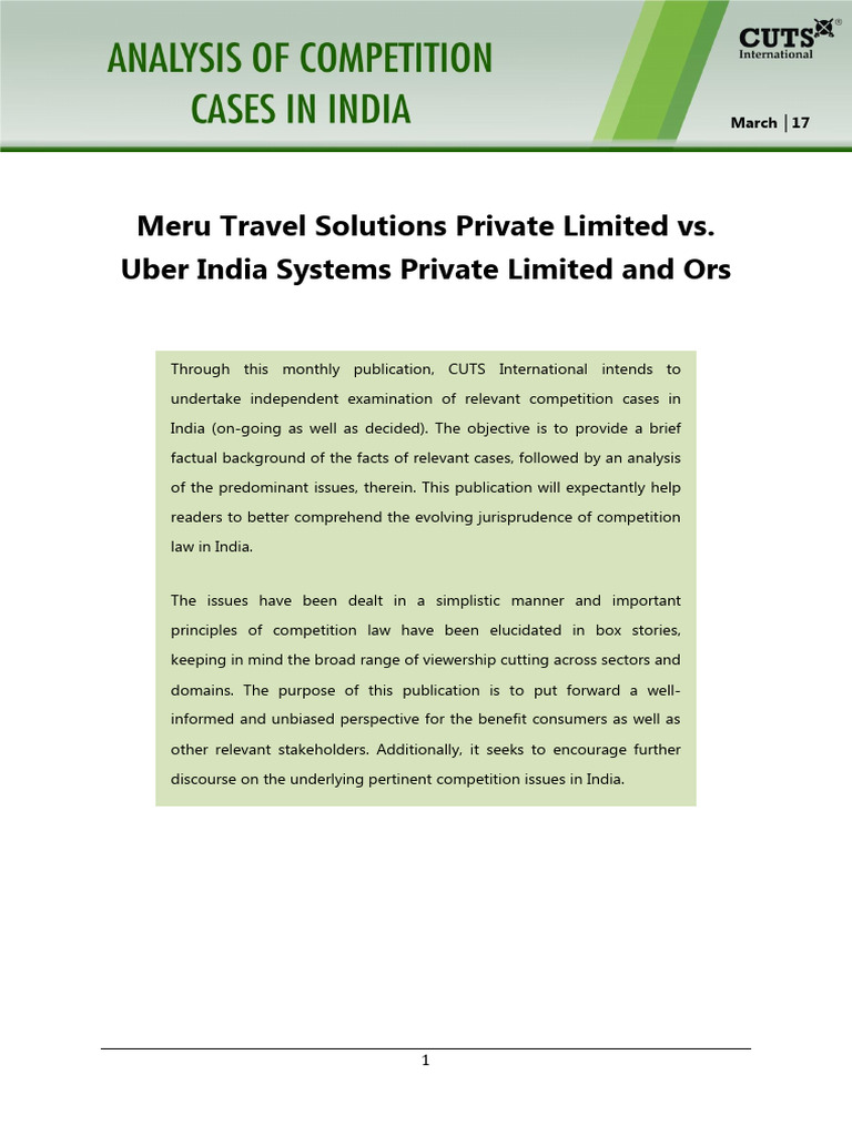 Edition 1 Meru Travel Solutions | PDF | Pricing | Competition