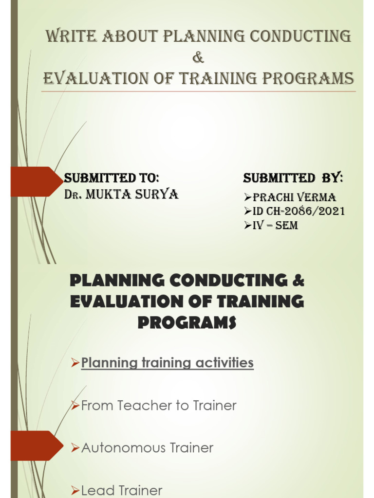 Planning Training PPT Prachi | PDF | Evaluation | Learning