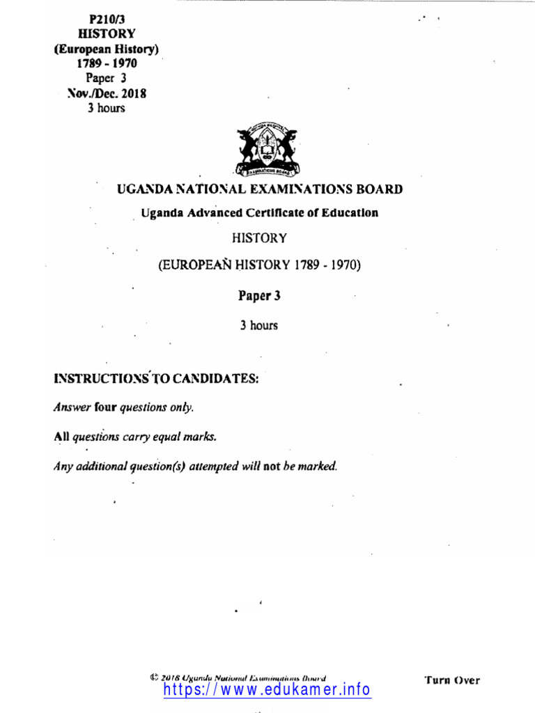 UACE History 2018 Paper 3 | PDF