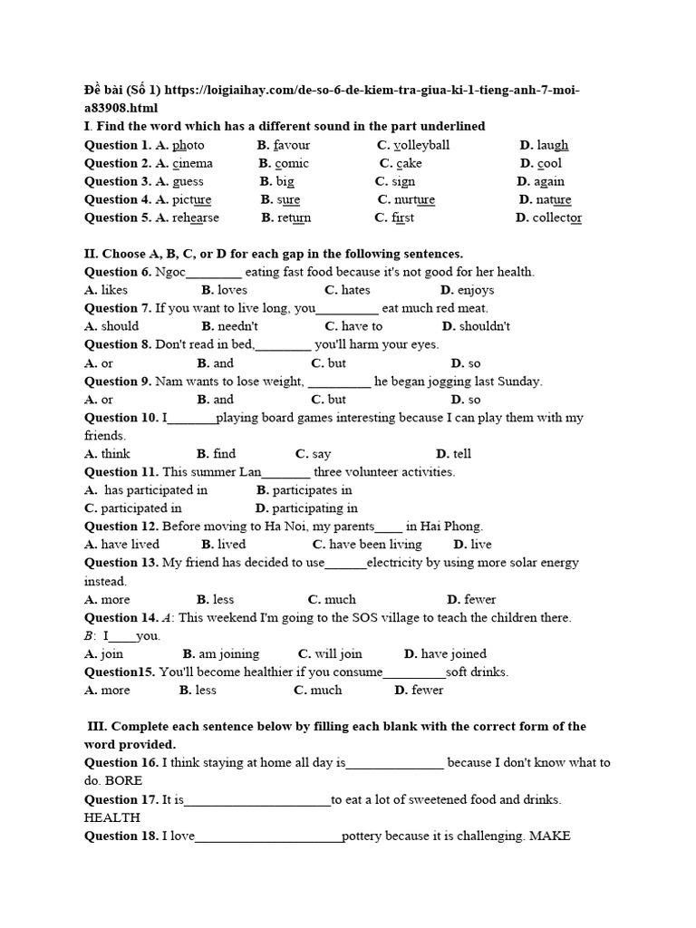 Đề bài | PDF | Common Cold | Volunteering