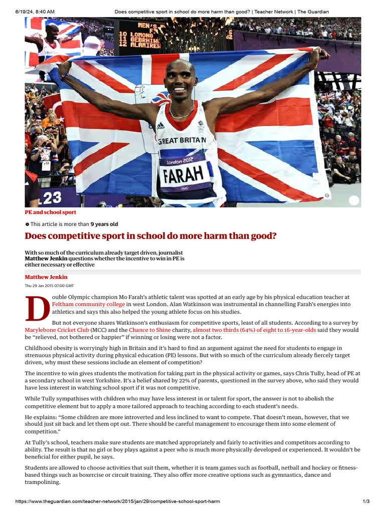 Competitive Sports in School: Harmful? | PDF | Physical Education | Sports