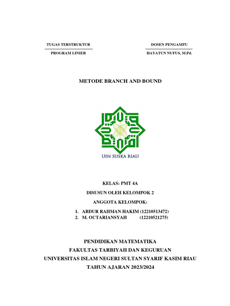 Makalah Metode Branch And Bound Publik Pdf