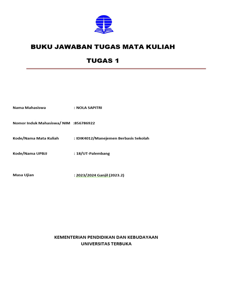 Format Tugas 1 Manajemen Berbasis Sekolah | PDF | Kesehatan Holistik