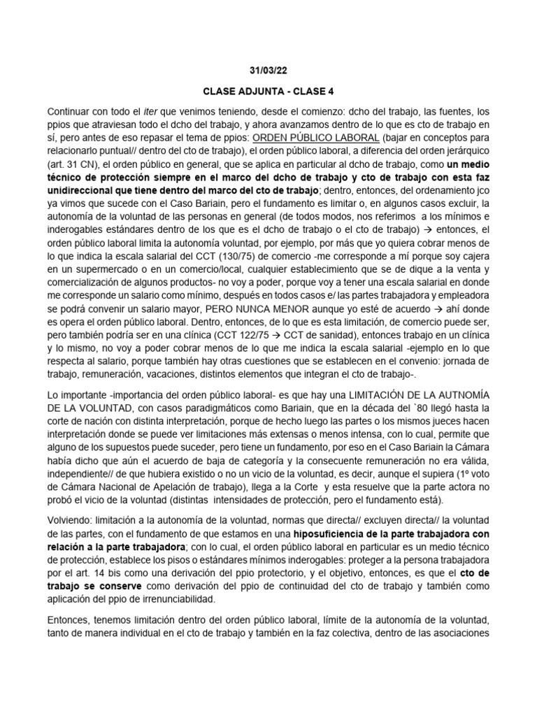 Clase 4 Adjunta (Sosa) - Clase 4 | PDF | Derecho laboral | Salario