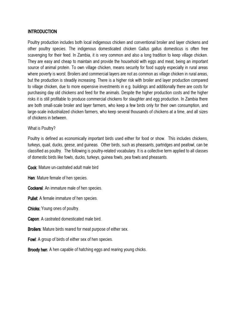 Introduction To Poultry Production Module 2021 | PDF | Chicken ...