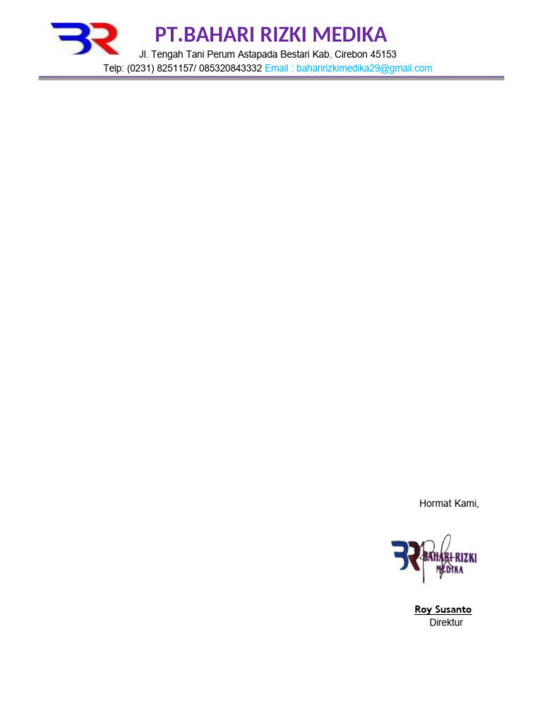 Kop Surat PT Bahari Rizki Medika | PDF