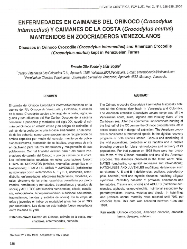 Enfermedades Del Caiman en Cautiverio 2000 | PDF