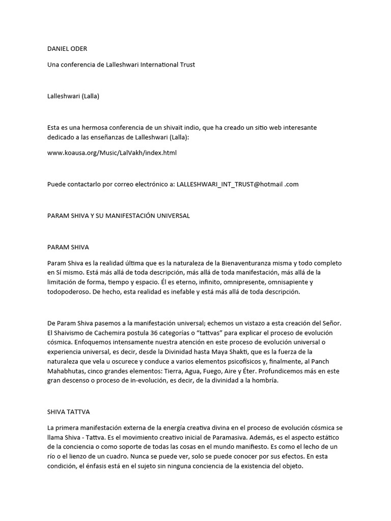 Una Conferencia de Lalleshwari | PDF | Yoga | Meditación
