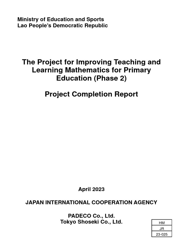 The Project For Improving Teaching and Learning Mathematics For Primary Education (Phase 2 ...