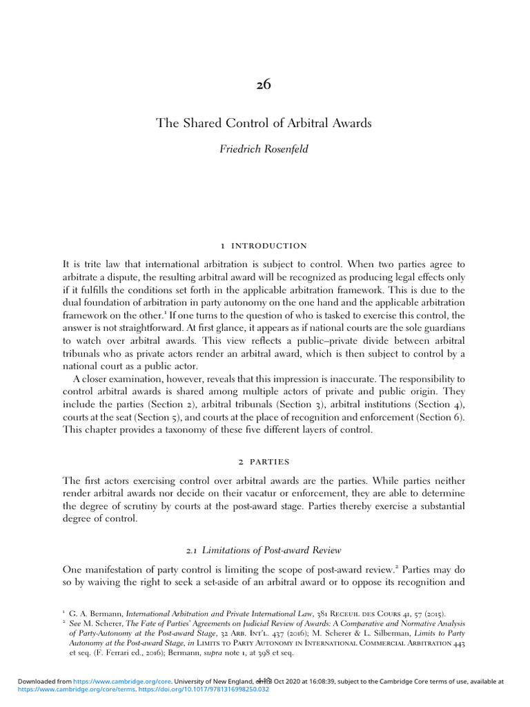 Control Mechanisms in Arbitral Awards | PDF | Arbitration | Jurisdiction