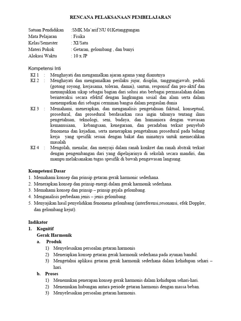 RPP Fisika: Getaran dan Gelombang XI | PDF