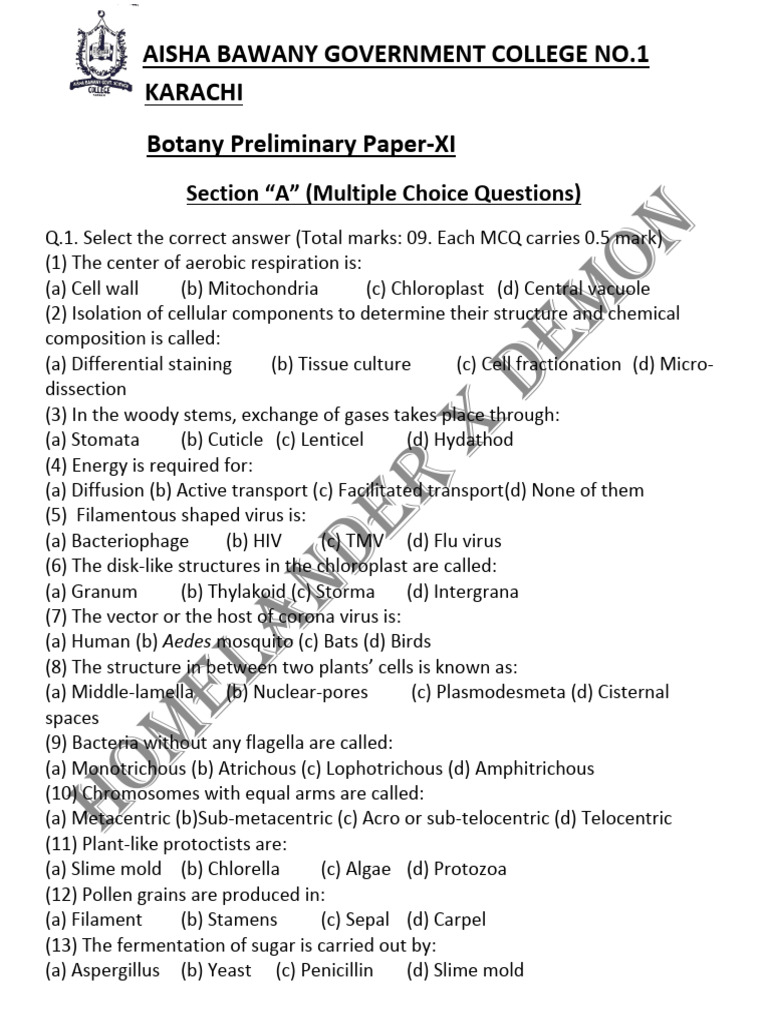 Xi-Xii - Science - Aisha Bawani Prelium 2024 - Homelander X Demon | PDF ...