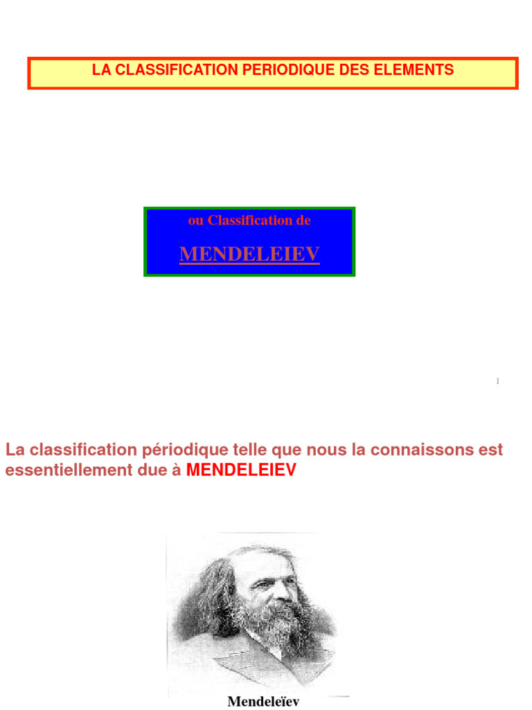 Cours Tableau Périodique | PDF | Tableau périodique | Configuration électronique