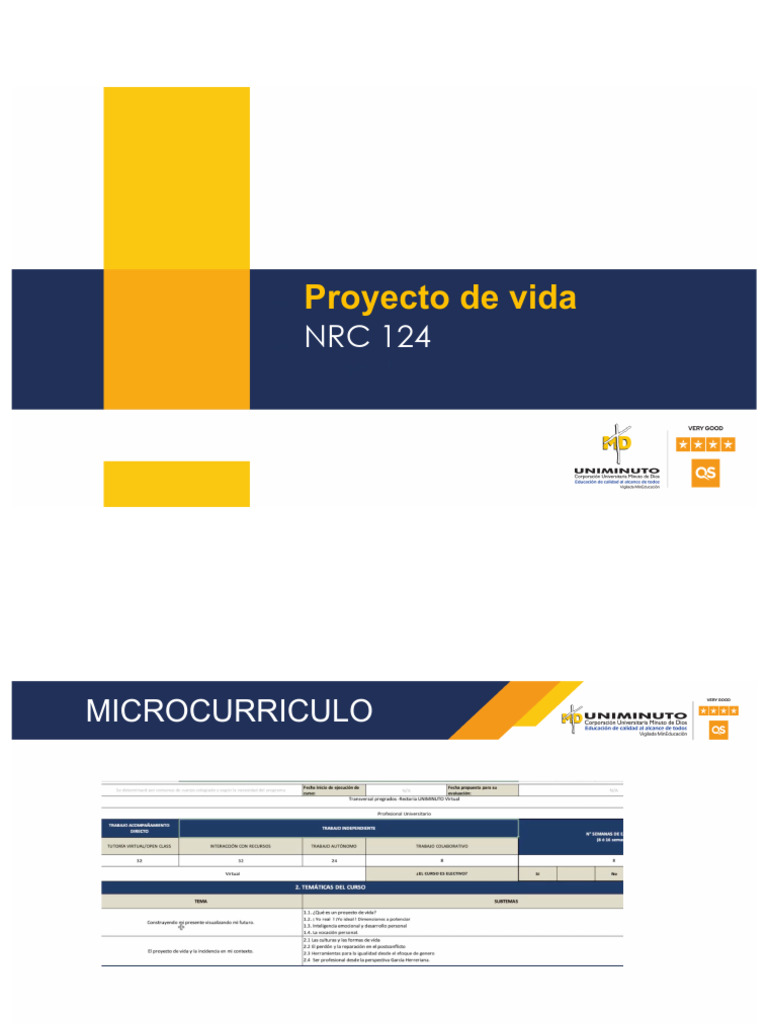 Proyecto de Vida, 2024-2. Semana 1 (Marzo 13) NRC 124 | PDF