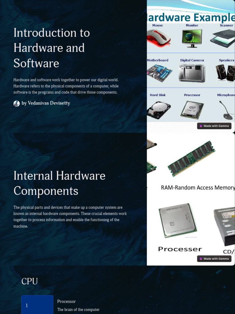 Introduction-to-Hardware-and-Software | PDF | Computer Data Storage | Central Processing Unit