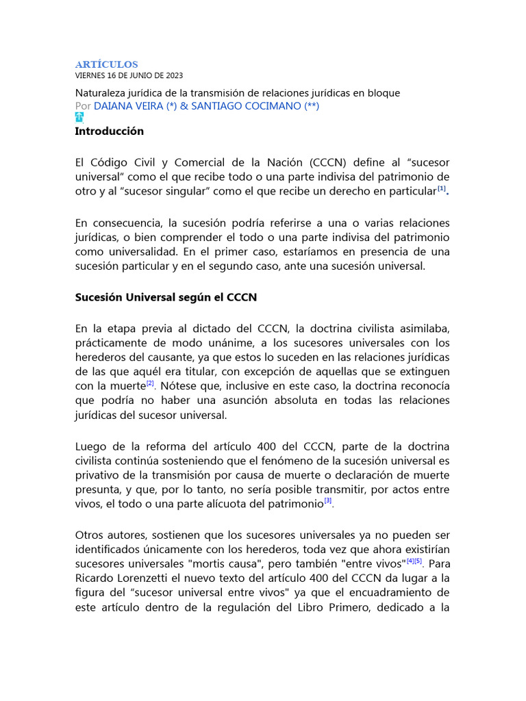 D-naturaleza juridica de la transmision de derechos en bloque ...