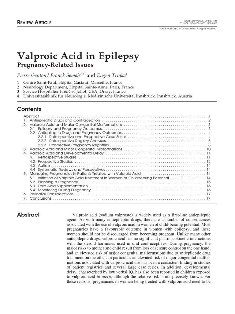 Valproic Acid in Gestation | PDF | Medical Specialties | Health Care