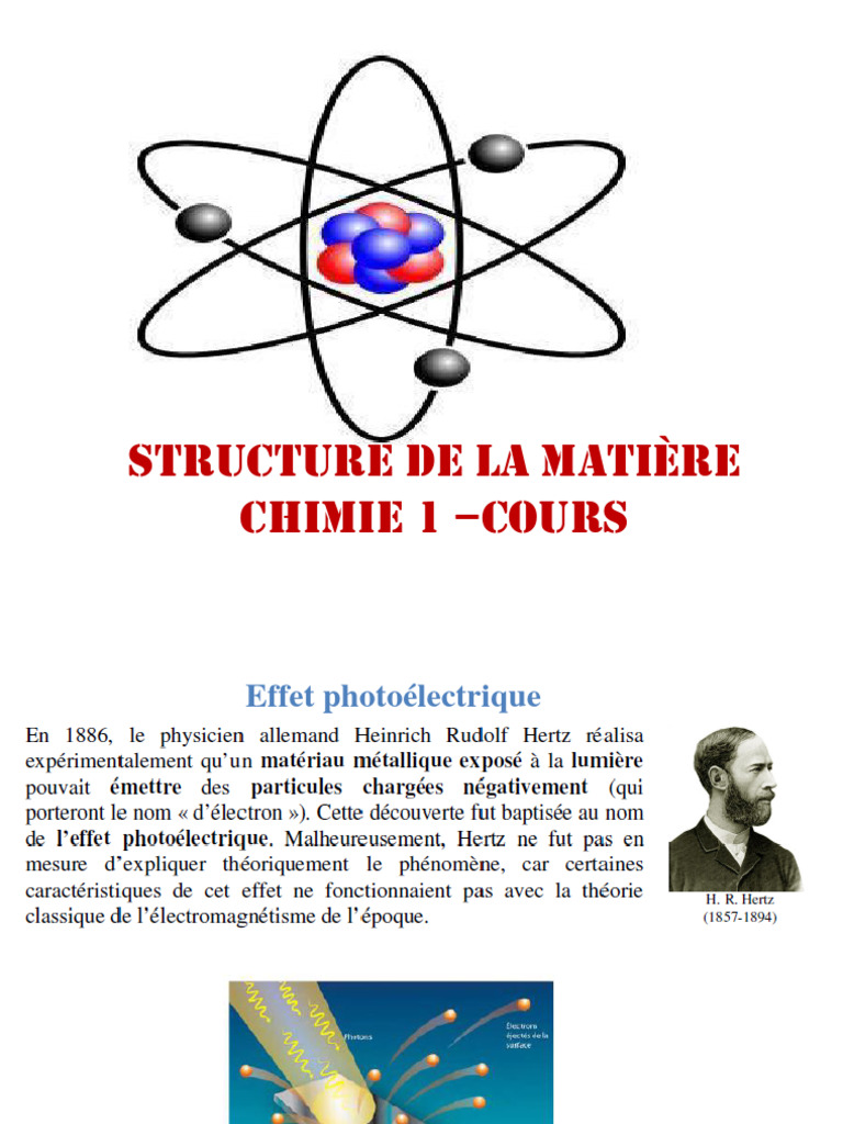 Cours Chimie 1 - EFFET | PDF | Effet photoélectrique | Physique ...