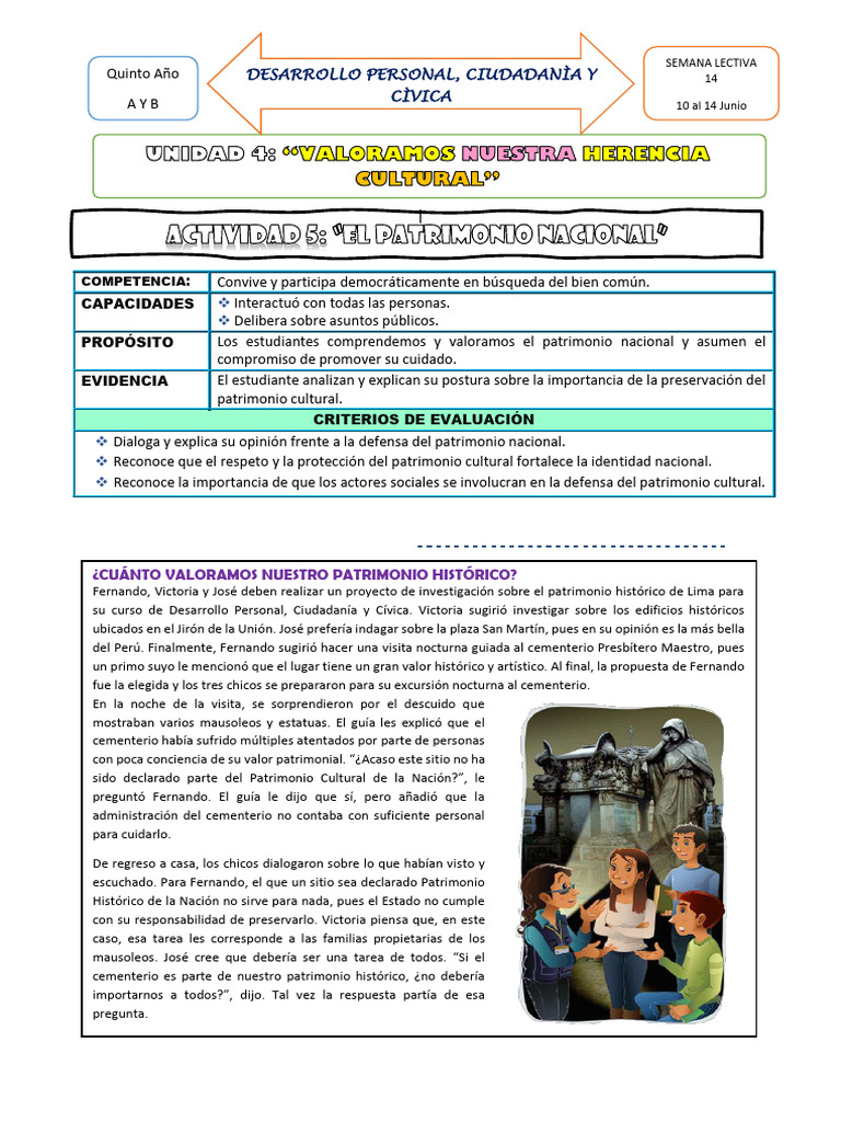 5° DPCC - Actv.05-Unid.3 | PDF | Patrimonio cultural | Bienes (Ley)