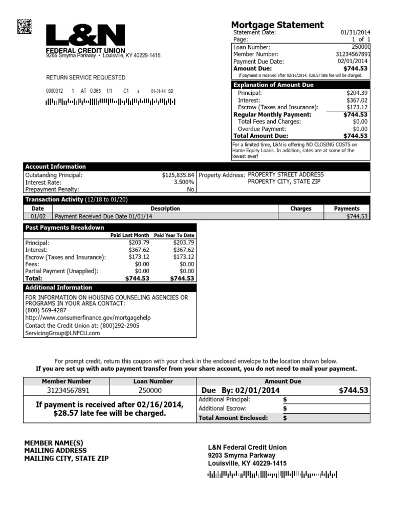 Basic Mortgage Statement Template 2 | PDF | Mortgages | Liability ...