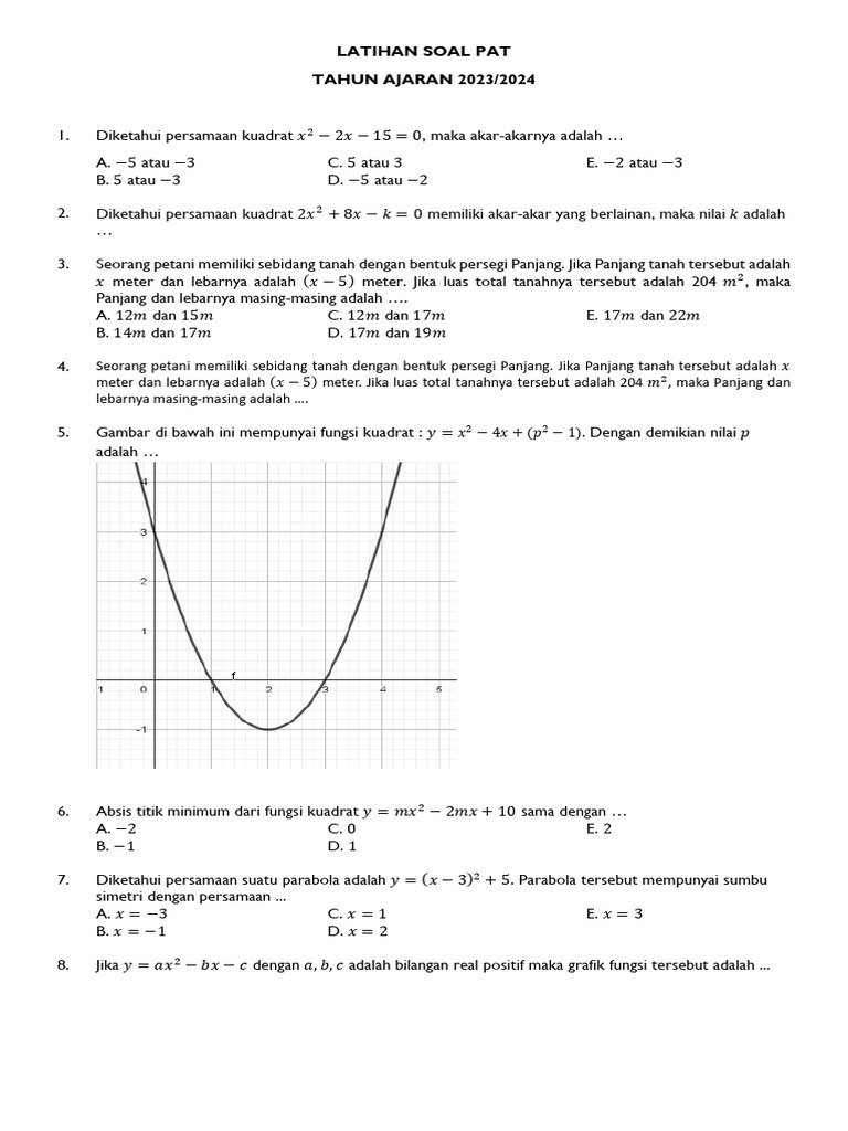 LATIHAN SOAL PAT KELAS X (Shared) | PDF