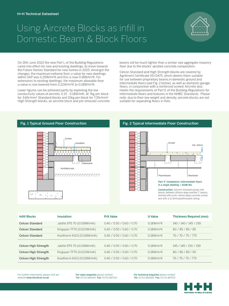 H+H Datasheet - BEAM & BLOCK FLOOR | Download Free PDF | Architectural ...