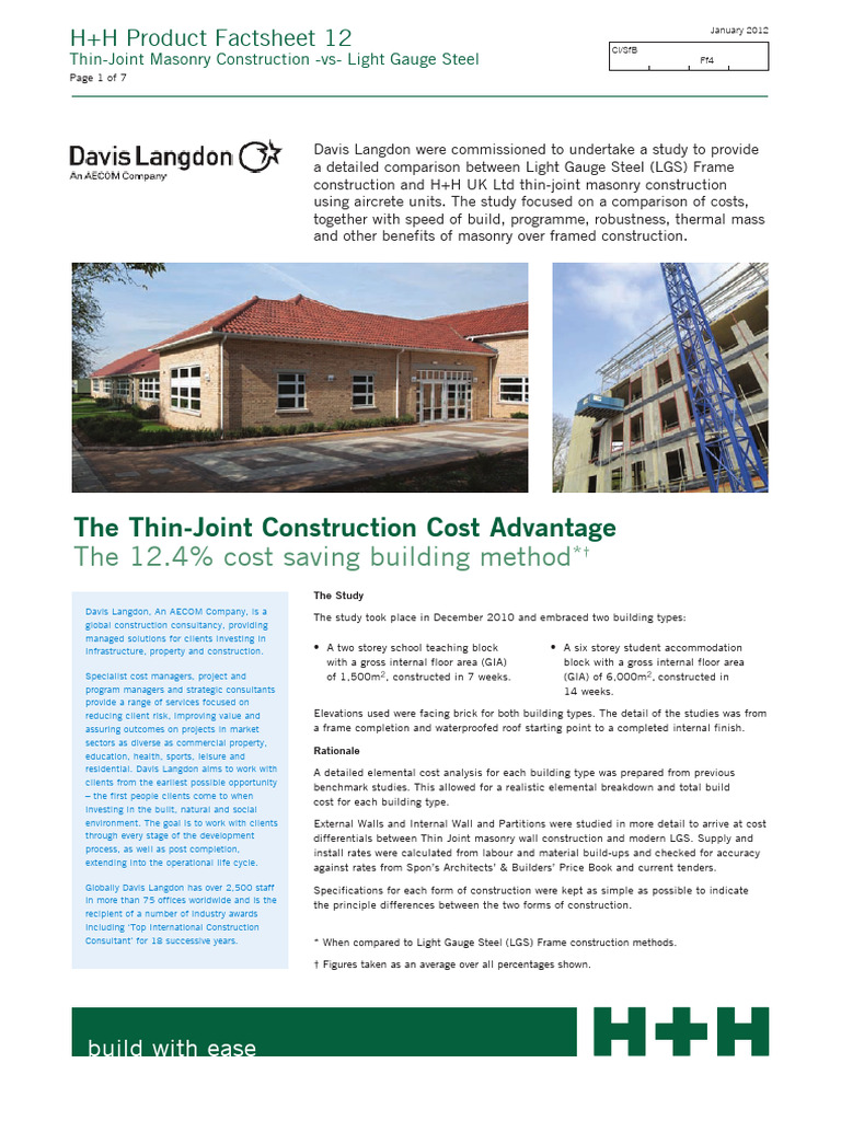 Factsheet 12 LGS-vs-Thin-Joint-Masonry | PDF | Wall | Drywall