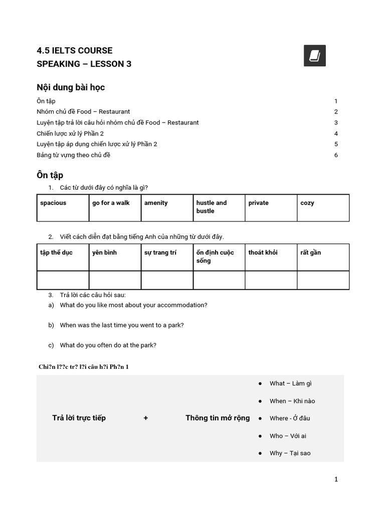 4.5 IELTS - Speaking.lesson 3.120 | PDF