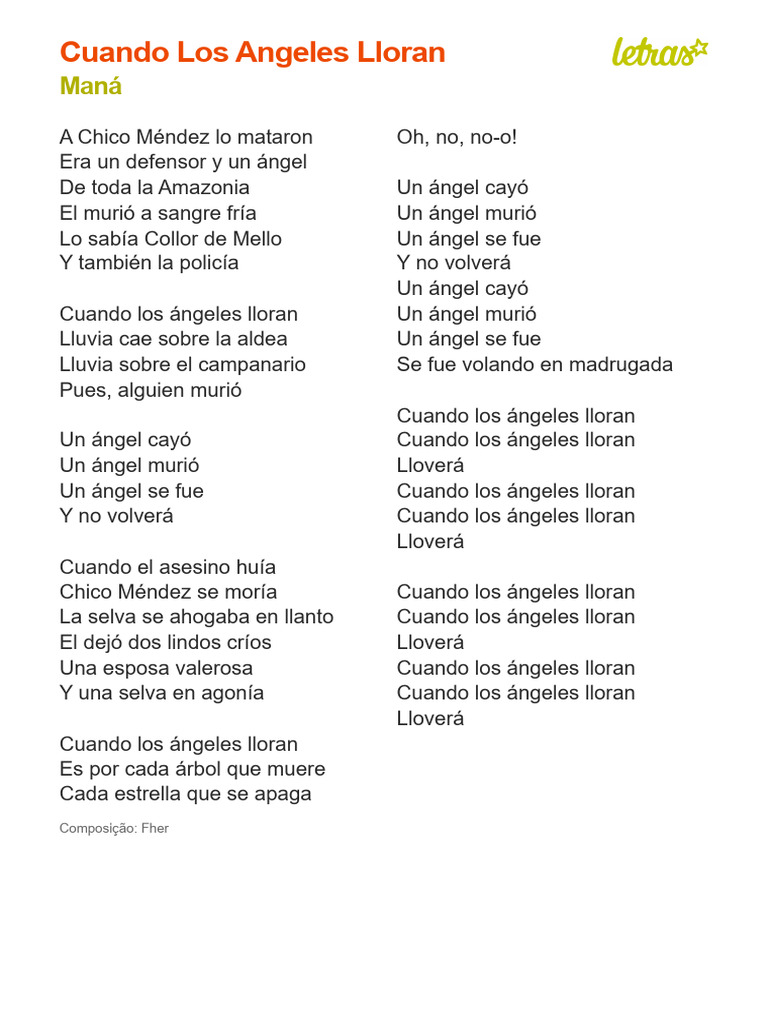 CUANDO LOS ANGELES LLORAN - Maná (Impressão) | PDF
