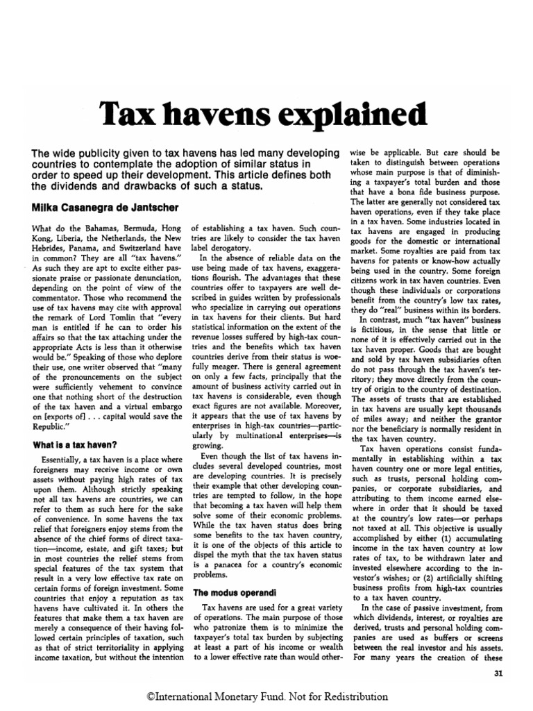 Tax Havens Explained | PDF | Taxes | Tax Haven