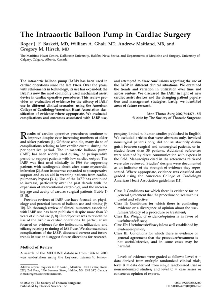 IABP Utilization in Cardiac Surgery | PDF | Coronary Artery Bypass ...
