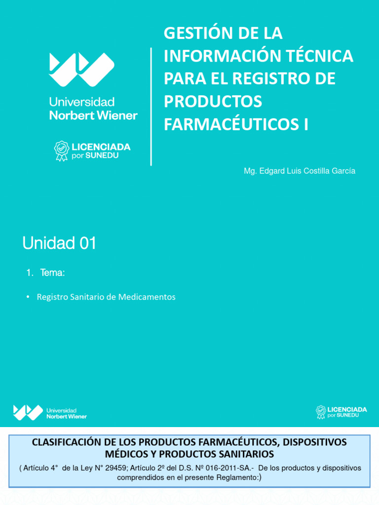 Registro Sanitario de Productos Farmacéuticos | PDF | Dispositivo médico | Medicamentos con receta