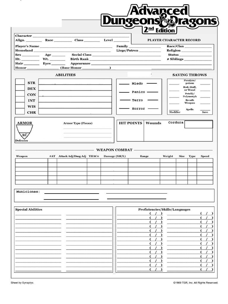 Player Sheet 15 | PDF