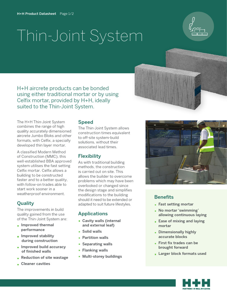 H+H Datasheet - THIN-JOINT SYSTEM 2023 - 0 | PDF | Building Technology ...