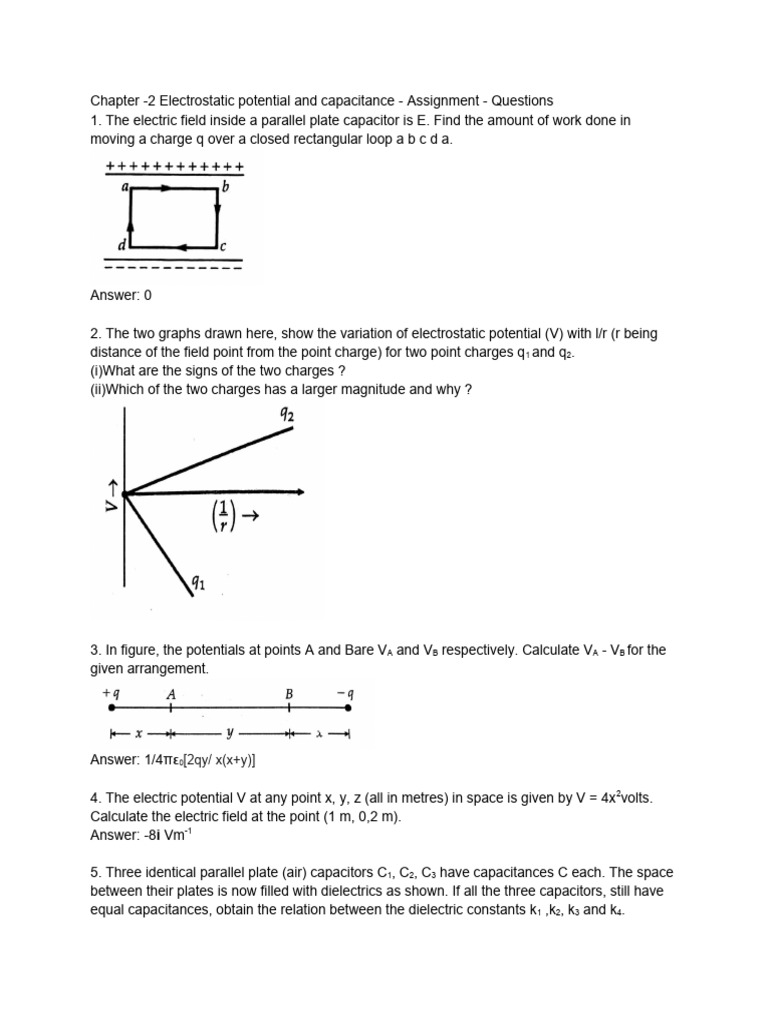 Chapter 2- assignment questions 18-20 | Download Free PDF | Capacitance | Capacitor