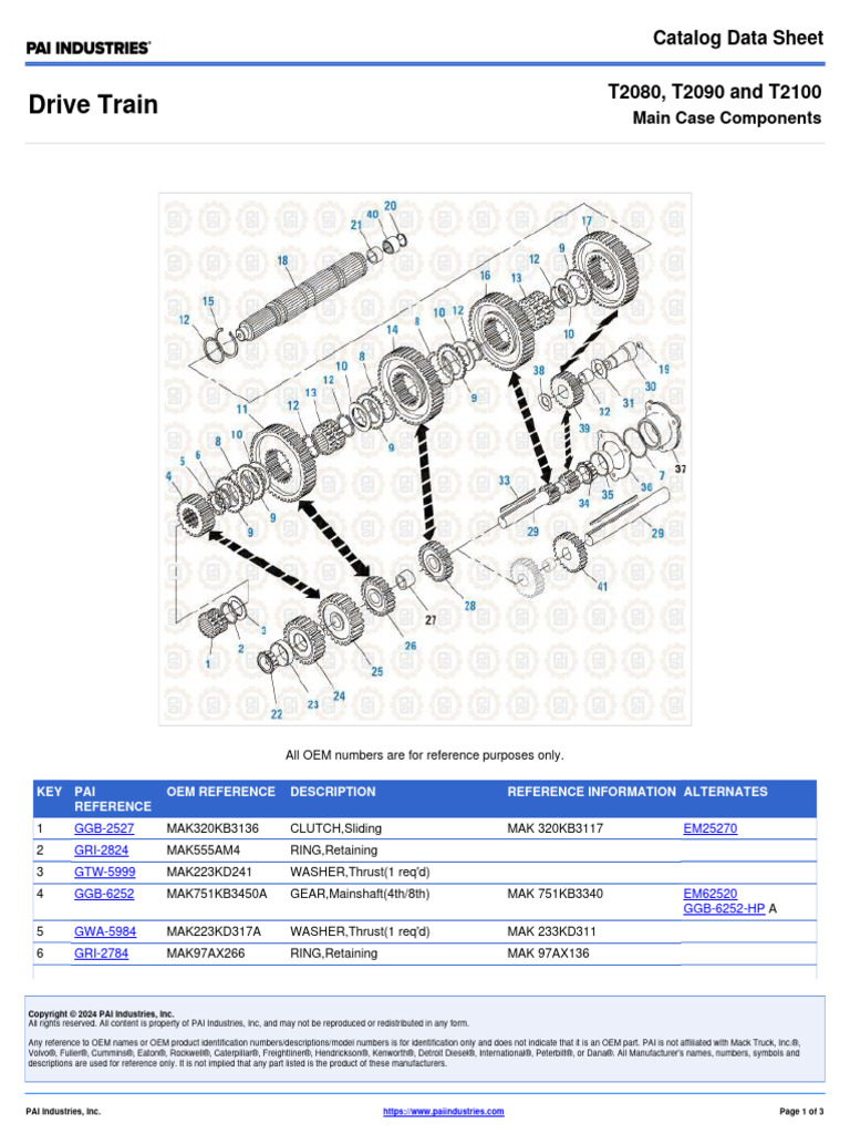 Pai Catalog Sheet 1065 | PDF | Gear | Motor Vehicle