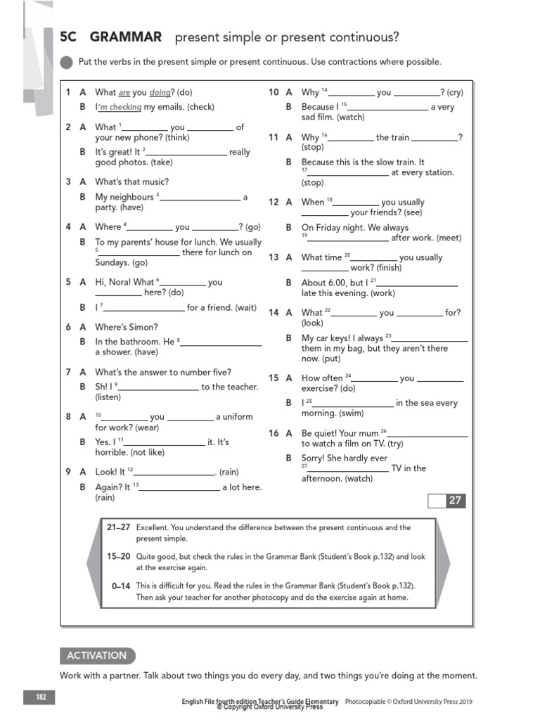 Present Simple or Continuous | PDF
