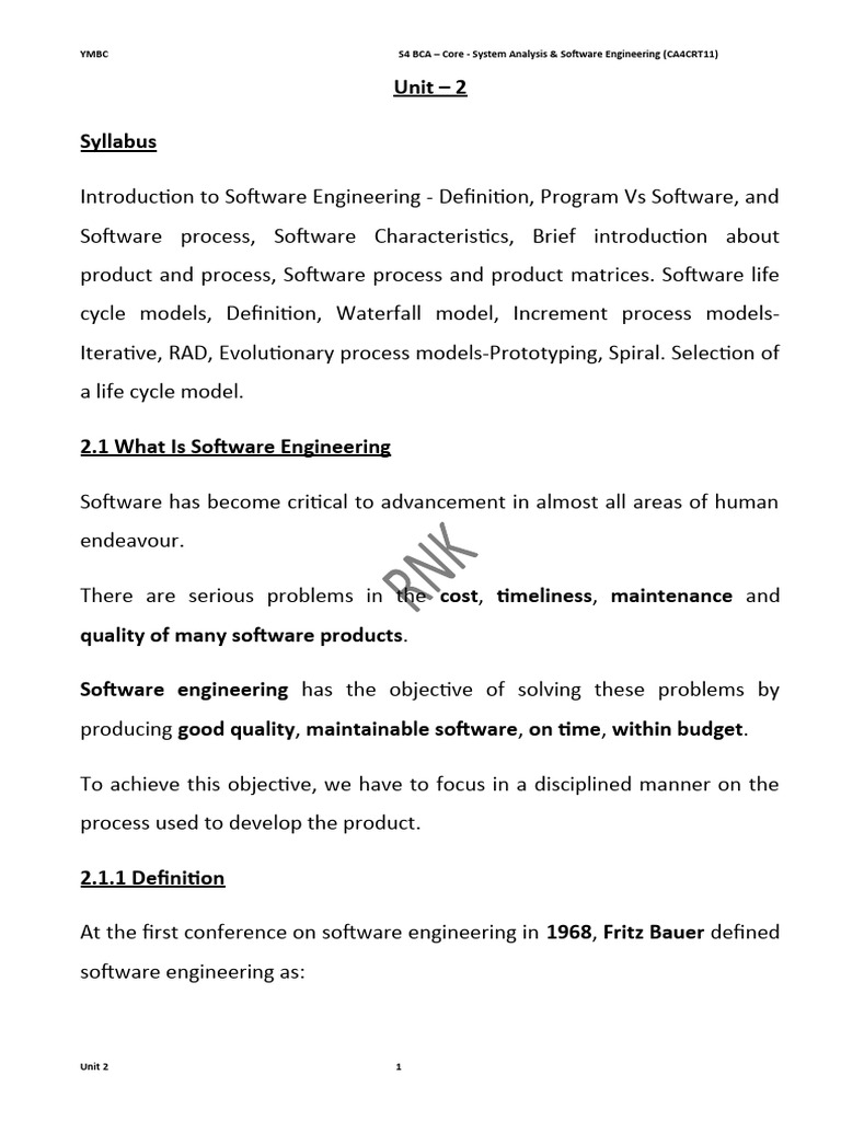 2.SASE Unit2 | PDF | Software Development Process | Software Development