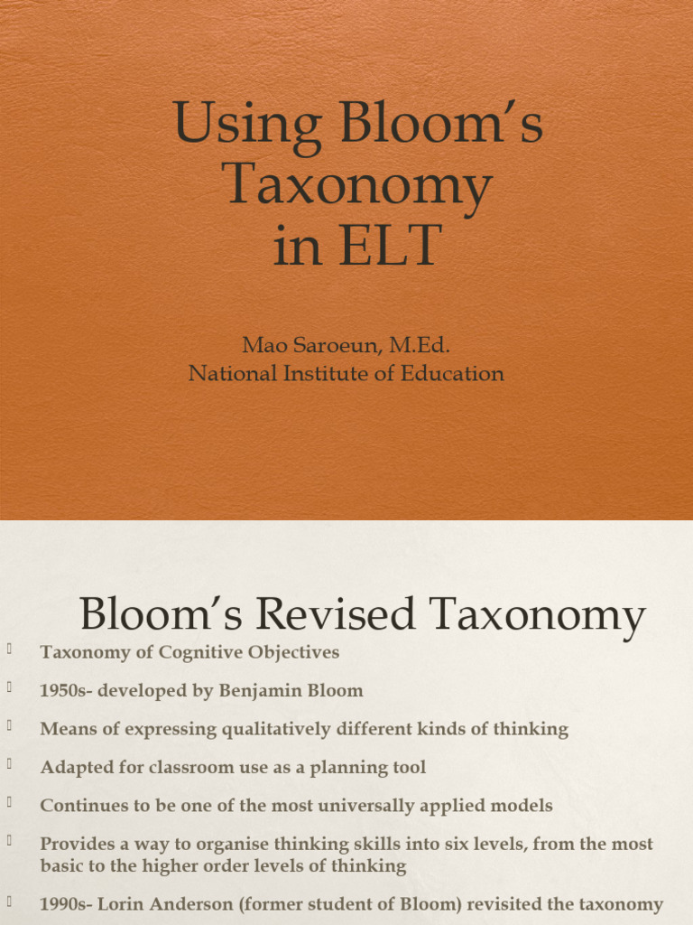 Blooms' Taxonomy Mao Saroeun | Download Free PDF | Educational ...