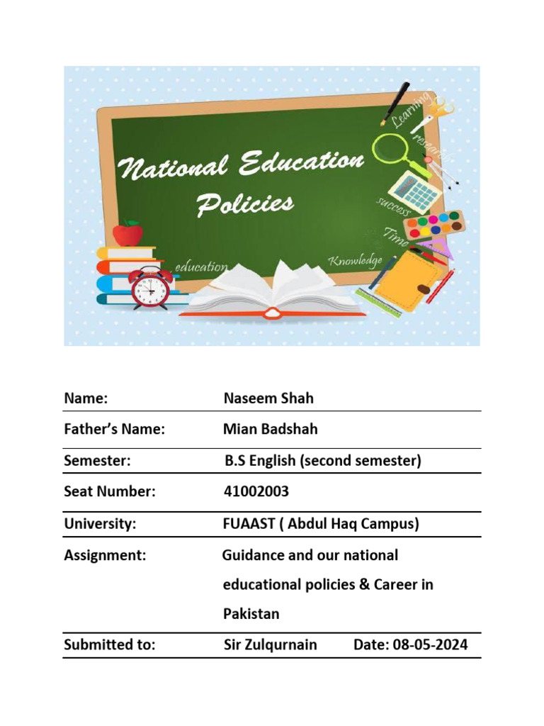 Education II Assignment (Naseem Shah) | PDF | Pakistan | Nawaz Sharif