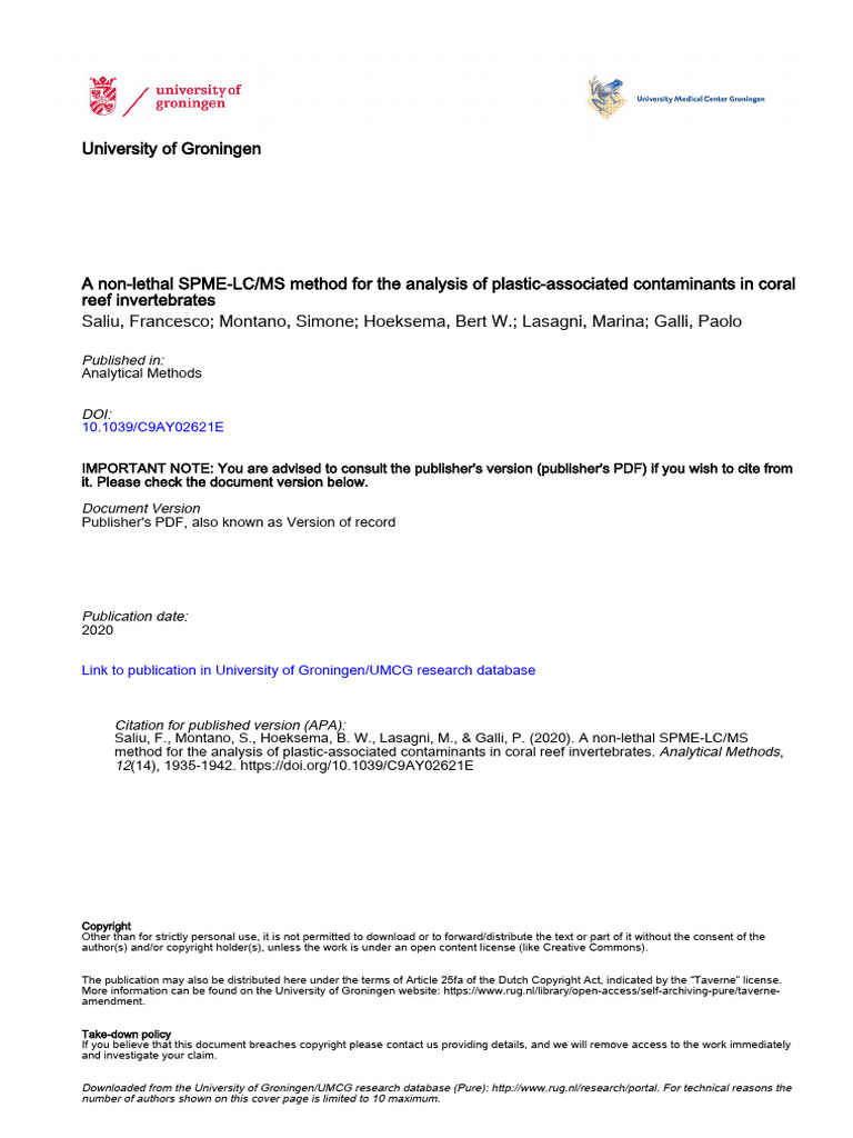 A Non-Lethal SPME-LCMS Method For The Analysis of | PDF | High ...