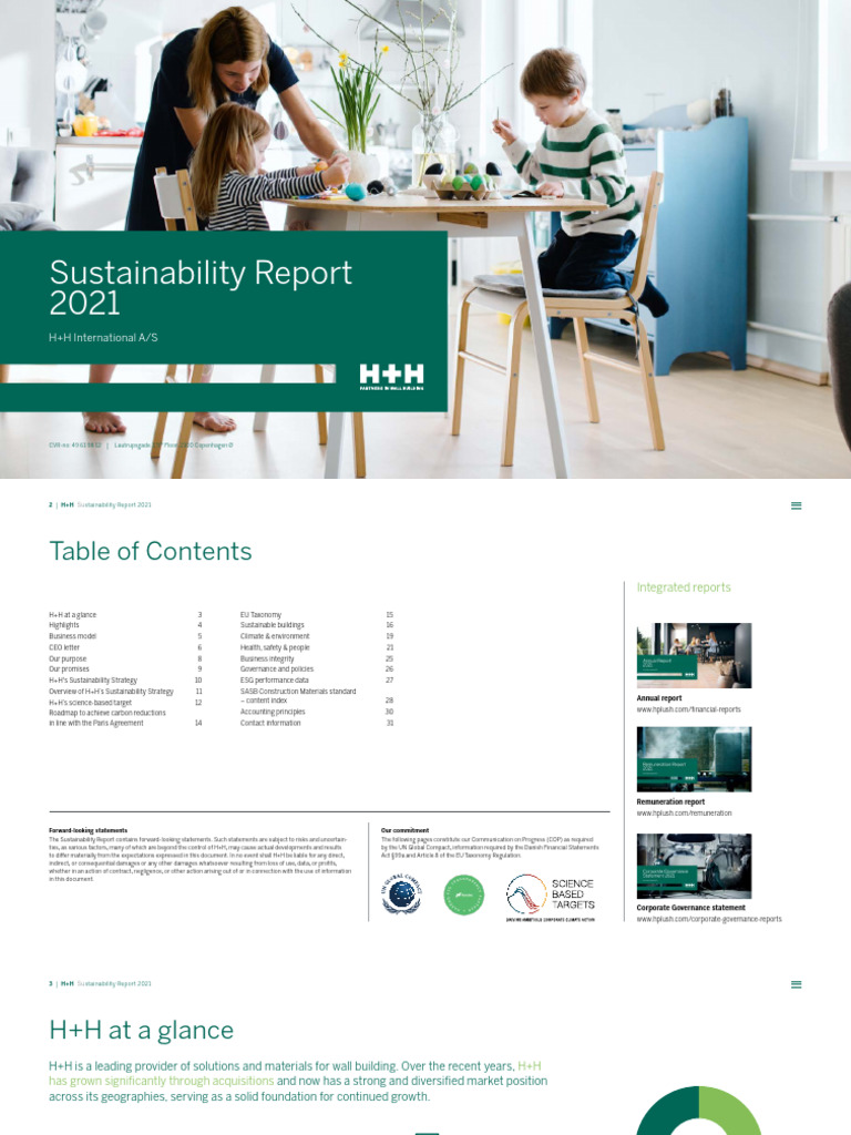 H+H Sustainability Goals 2021 | PDF | Sustainability | Carbon Footprint