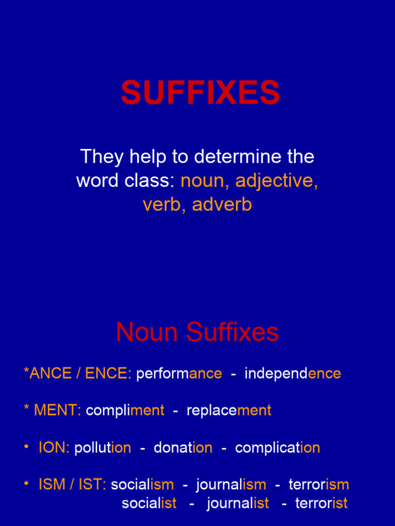 Suffixes | PDF | Adjective | Verb