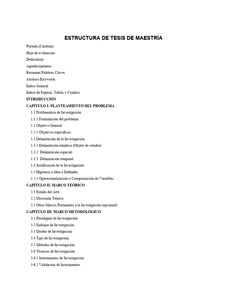 Estructura de Tesis de Maestría | PDF | Science | Metodología