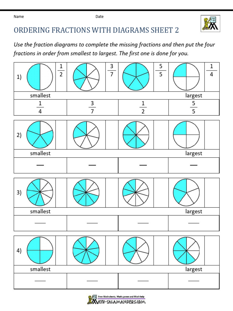 Ordering Fractions With Diagrams 2 | PDF | Teaching Methods & Materials