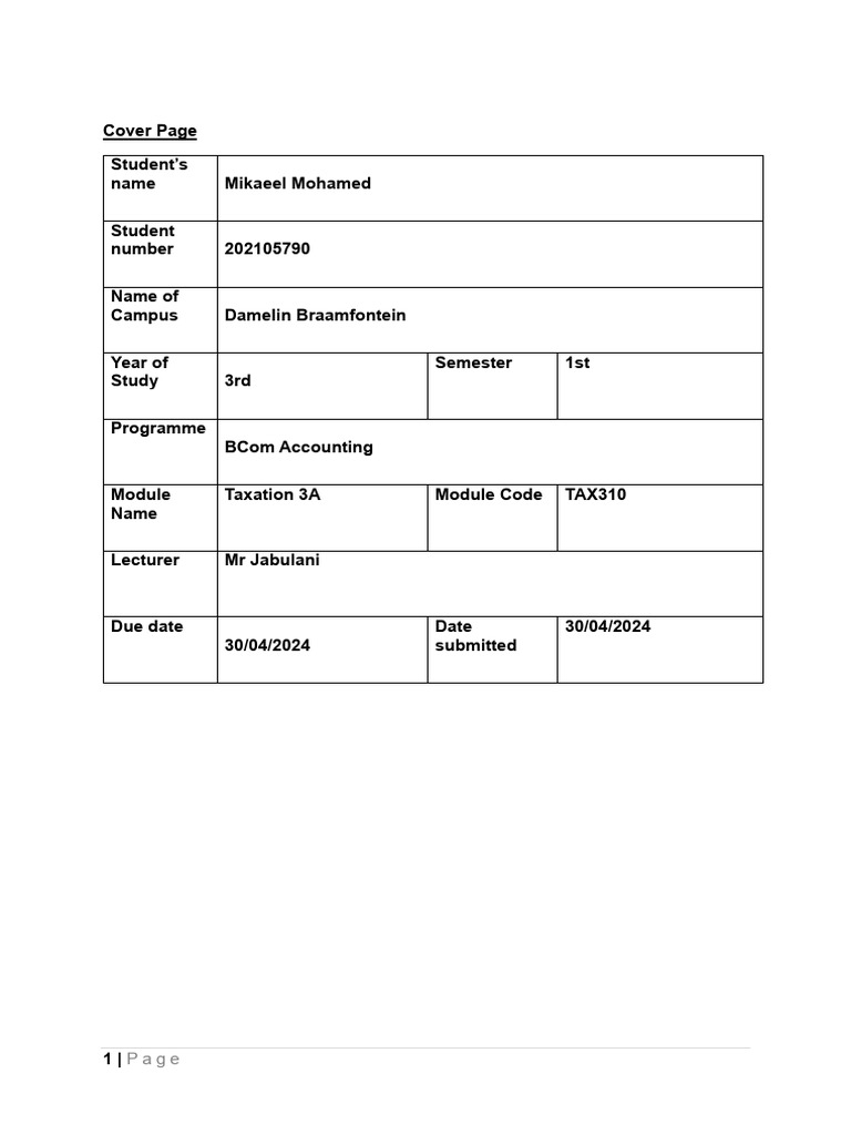 Taxation 3A Assignment 2 | PDF | Taxes | Government Finances