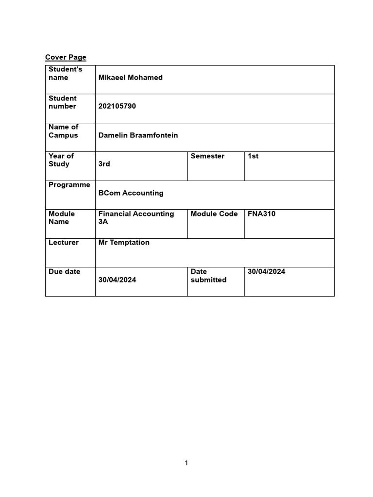 Financial Accounting 3A Assignment 2 | PDF | Tax Expense | Debits And ...