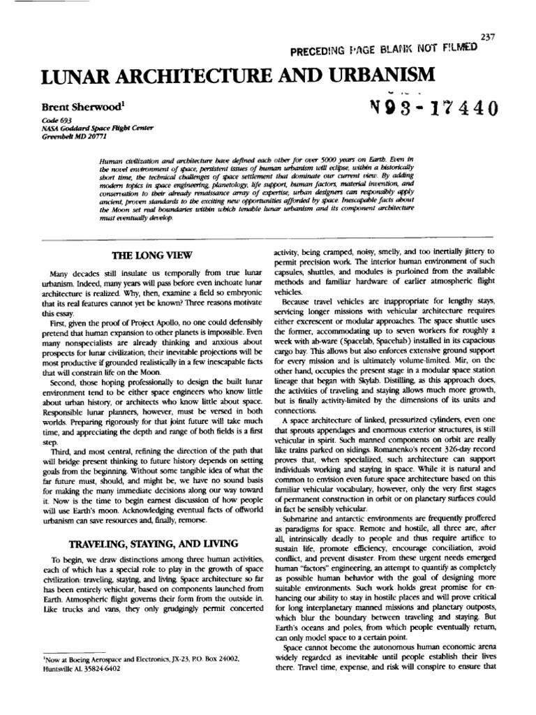 “Lunar Architecture and Urbanism” | Download Free PDF | Moon | Engineering
